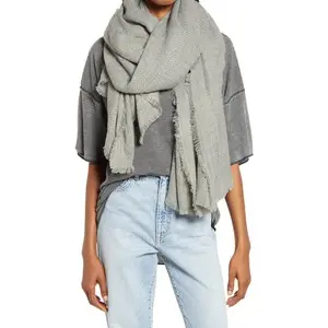 Treasure & Bond Herringbone Burlap Scarf Grey Light Heather