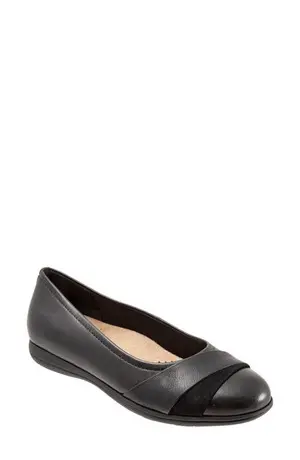 Trotters Danni Leather & Suede Flat - Black