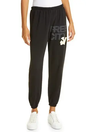 FREECITY Large Logo Sweatpants Blackspacecream