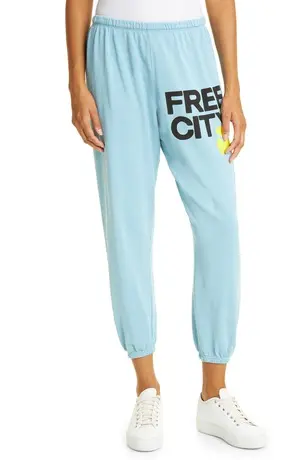 FREECITY Large Logo Sweatpants Blue Clouds