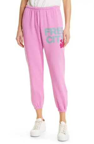 FREECITY Large Logo Sweatpants Pink Light