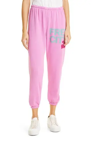 FREECITY Large Logo Sweatpants Pink Love