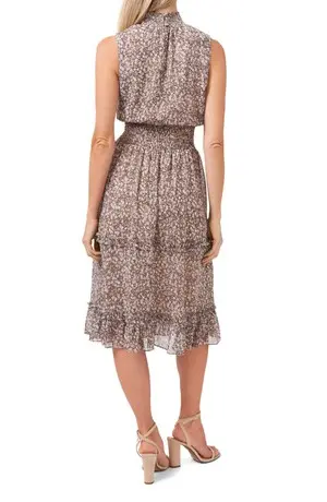 1.State Sleeveless Mock Neck Floral Tiered Dress