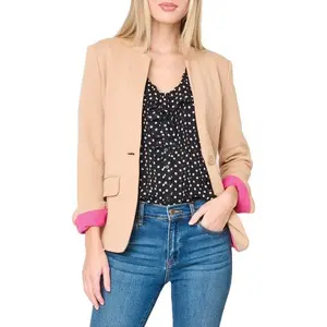 GIBSONLOOK Inverted Notch Collar Knit Blazer - Cappuccino