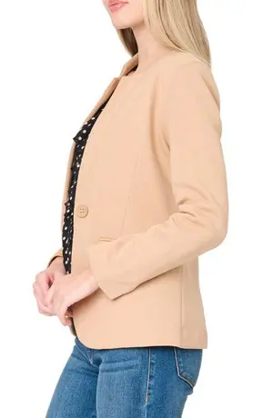 GIBSONLOOK Inverted Notch Collar Knit Blazer - Cappuccino