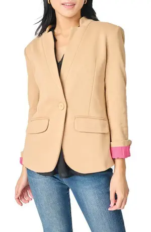 GIBSONLOOK Inverted Notch Collar Knit Blazer - Cappuccino
