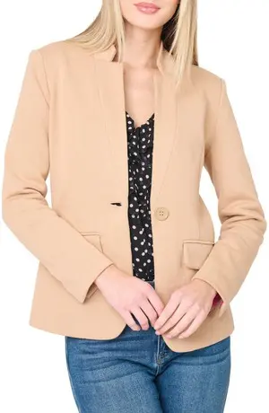 GIBSONLOOK Inverted Notch Collar Knit Blazer - Cappuccino