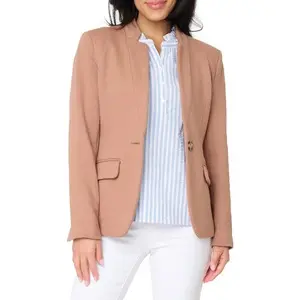GIBSONLOOK Inverted Notch Collar Knit Blazer - Cork