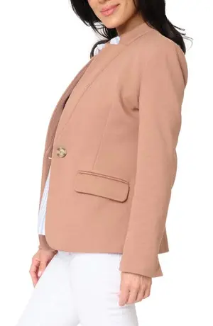 GIBSONLOOK Inverted Notch Collar Knit Blazer - Cork