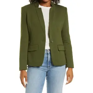 GIBSONLOOK GIBSONLOOK Inverted Notch Collar Knit Blazer Deep Green