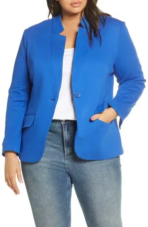 GIBSONLOOK GIBSONLOOK Inverted Notch Collar Knit Blazer Royal