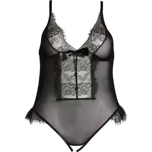 COQUETTE Lace & Mesh Open Gusset Teddy