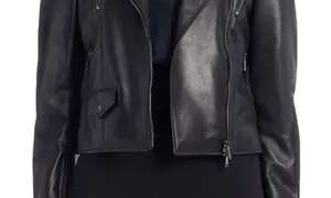 Dolce & Gabbana Crystal Logo Leather Biker Jacket