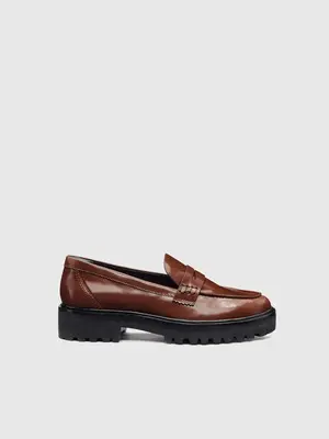 REFORMATION Agathea Chunky Leather Loafer - Brown