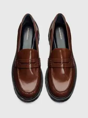 REFORMATION Agathea Chunky Leather Loafer - Brown