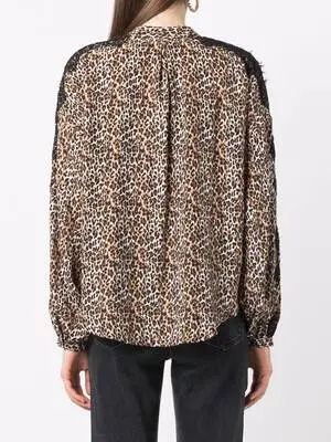 Gold Hawk Silk Leopard Print Blouse