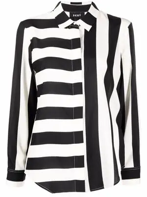 Dkny Striped Print Shirt - Black