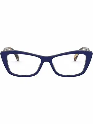 Prada Geometric Frame Eyeglasses - Blue