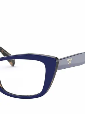 Prada Geometric Frame Eyeglasses - Blue