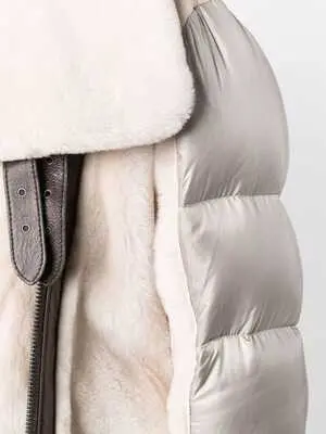 MOORER Padded Leather Jacket With Shearling Trim