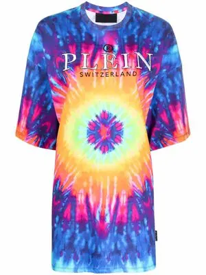 Philipp Plein Tie-dye T-shirt Dress - Blue