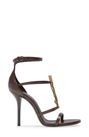 Saint Laurent Cassandra Strappy Sandal - Brown