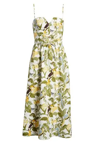 REFORMATION Cosima Sleeveless Floral Print Linen Midi Dress