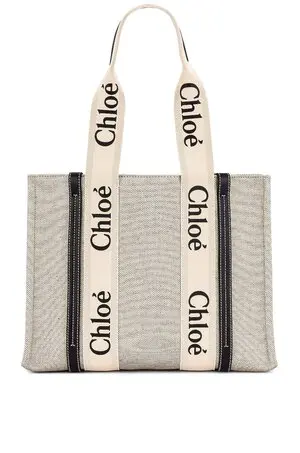 Chloé Woody Tote Bag White & Blue