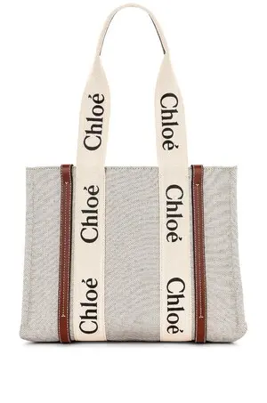 Chloé Woody Tote Bag - White & Brown