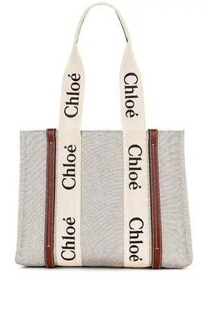 Chloé Woody Tote Bag - White & Brown
