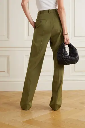 Michael Kors Mika Pleated Wool-blend Twill Straight-leg Pants