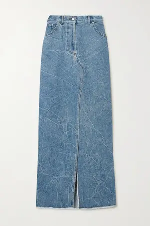 Dries Van Noten Frayed Denim Maxi Skirt