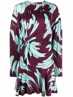 Stella McCartney Abstract-print Gathered Dress - Purple