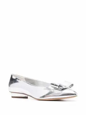 FERRAGAMO Viva Bow Ballerina Shoes - Silver