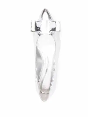 FERRAGAMO Viva Bow Ballerina Shoes - Silver