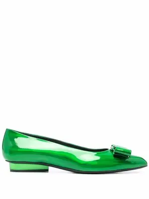 FERRAGAMO Viva Bow Ballerina Shoes - Green