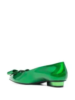 FERRAGAMO Viva Bow Ballerina Shoes - Green