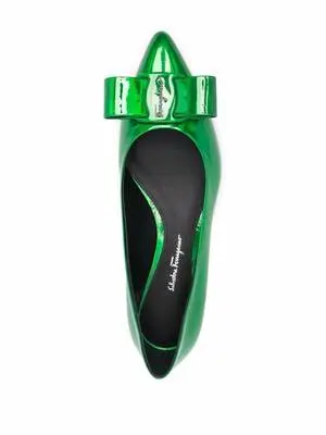 FERRAGAMO Viva Bow Ballerina Shoes - Green