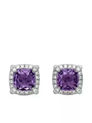 David Yurman Sterling Petite Chatelaine Amethyst And Diamond Stud Earrings - Silver