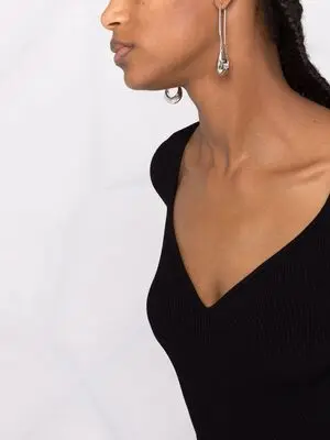 Alexander McQueen V-neck Ribbed Knit Long Sleeve Top