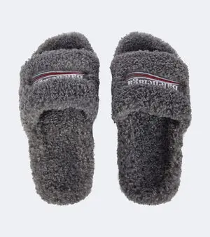 Balenciaga White/red Fabric Slides - Grey