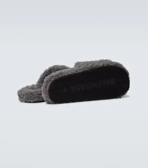 Balenciaga White/red Fabric Slides - Grey