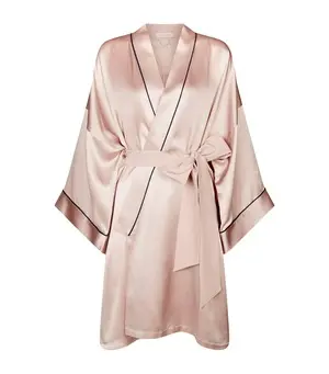 Olivia Von Halle Mimi Silk Robe - Pink