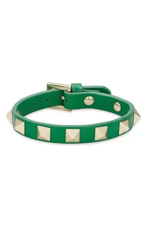 Valentino Garavani Valentino Garavani Rockstud Leather Bracelet Gea Green