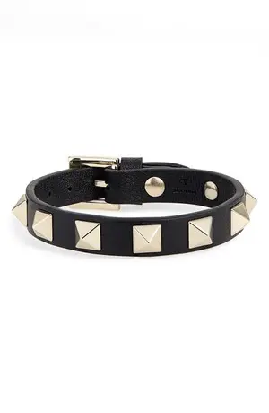 Valentino Garavani Valentino Garavani Rockstud Leather Bracelet Nero