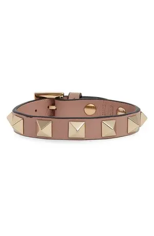 Valentino Garavani Valentino Garavani Rockstud Leather Bracelet Poudre