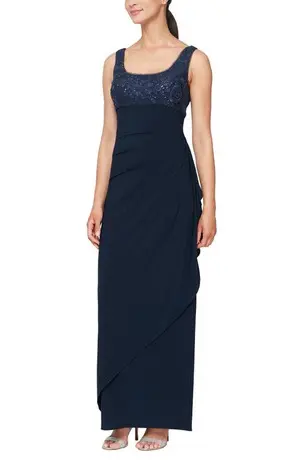 Alex Evenings Embroidered Empire Gown With Jacket