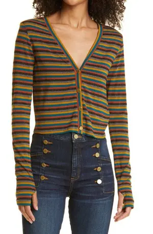 Ramy Brook Jordan Stripe V-neck Cardigan