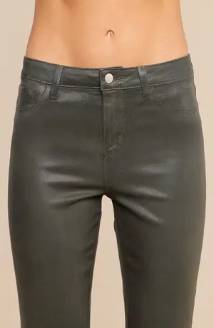 L'Agence Kendra Coated High-waist Crop Flare Jeans - Ash Olive Coated