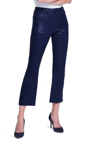 L'Agence Kendra Coated High-Waist Crop Flare Jeans Midnight Coated